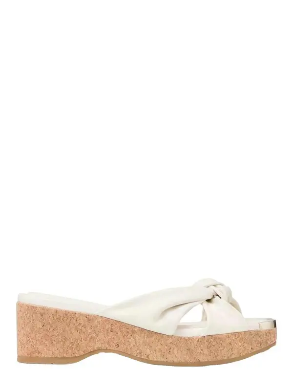 JIMMY CHOO Avenue Nappa Leather Wedge Sandals - Neutrals