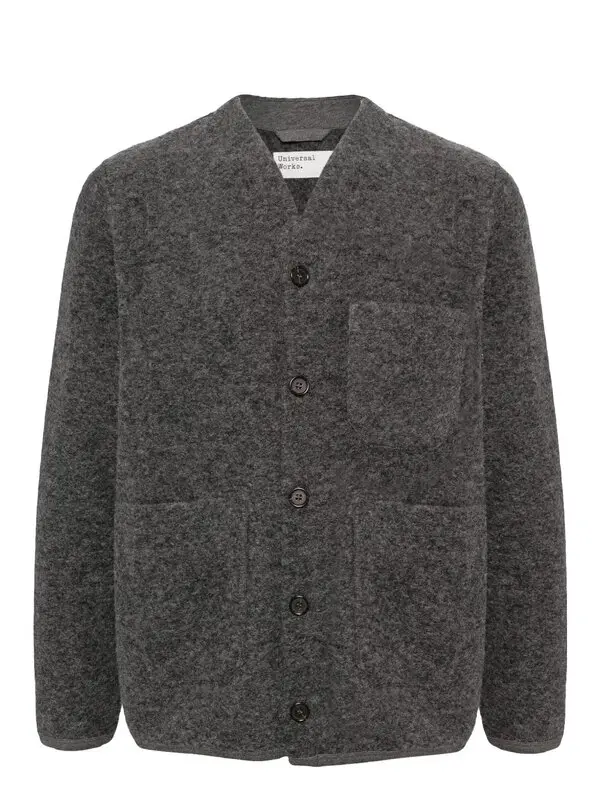 Universal Works Wool Blend Fleece Cardigan - Grey