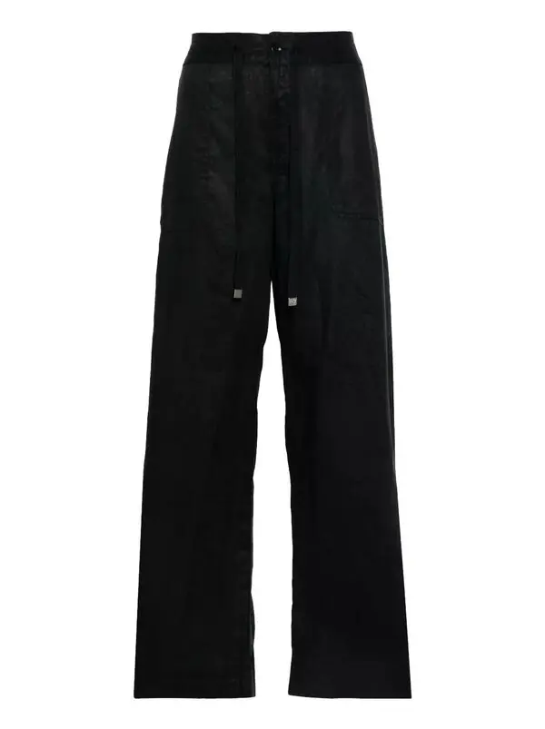 Ralph Lauren Drawstring-waist Linen Trousers - Black