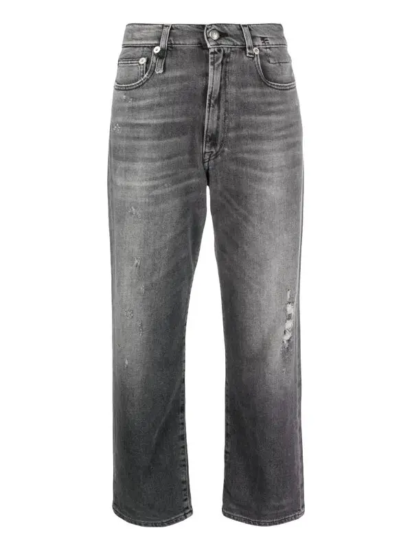 R13 Cropped Boyfriend Jeans - Grey