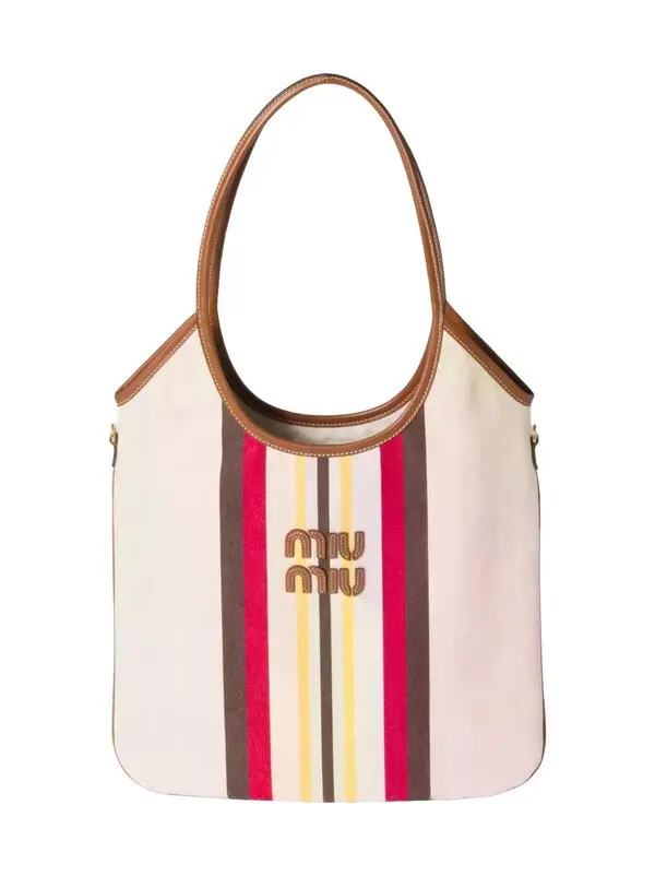 Miu Miu Striped Tote Bag - Neutrals