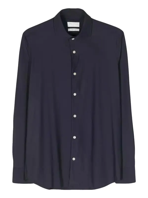 DELL'OGLIO Classic-collar Buttoned Shirt - Blue