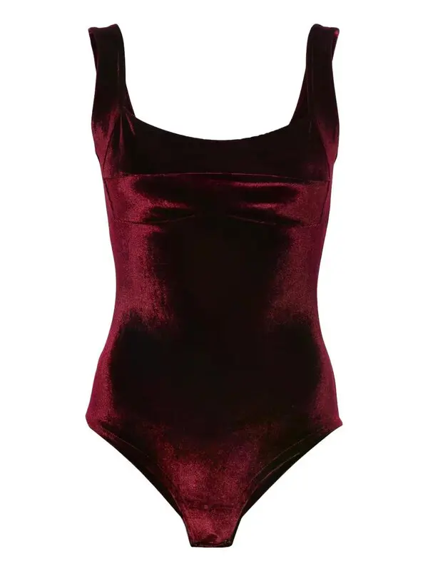 ATU BODY COUTURE Square-neck Velvet Bodysuit - Red