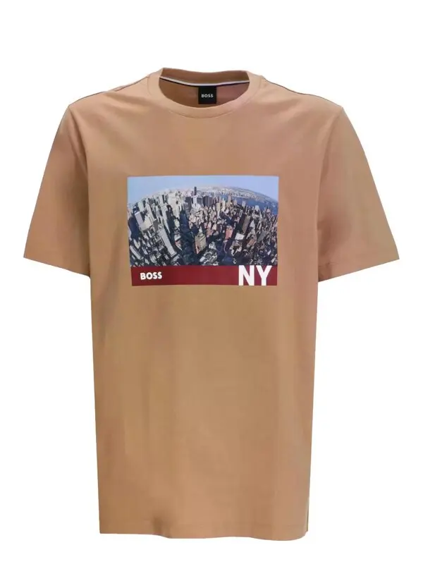 BOSS Graphic-print Cotton T-shirt - Brown
