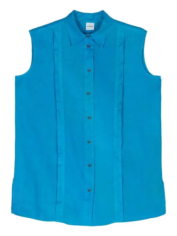 Aspesi Sleeveless Linen Shirt - Blue