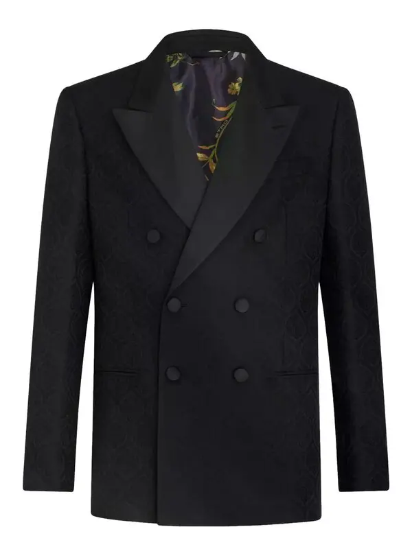 Etro Jacquard Double-breasted Blazer - Black