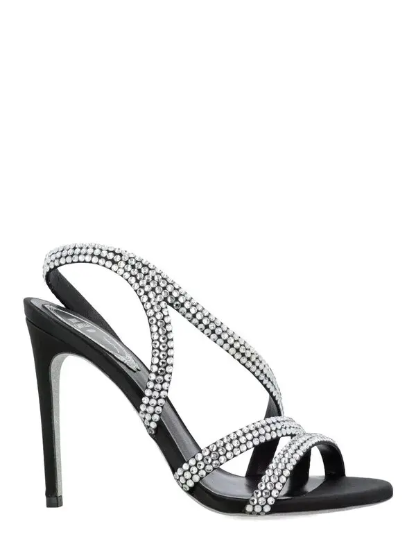 Rene Caovilla 105mm Lisa Embellished Stiletto Sandals - Black