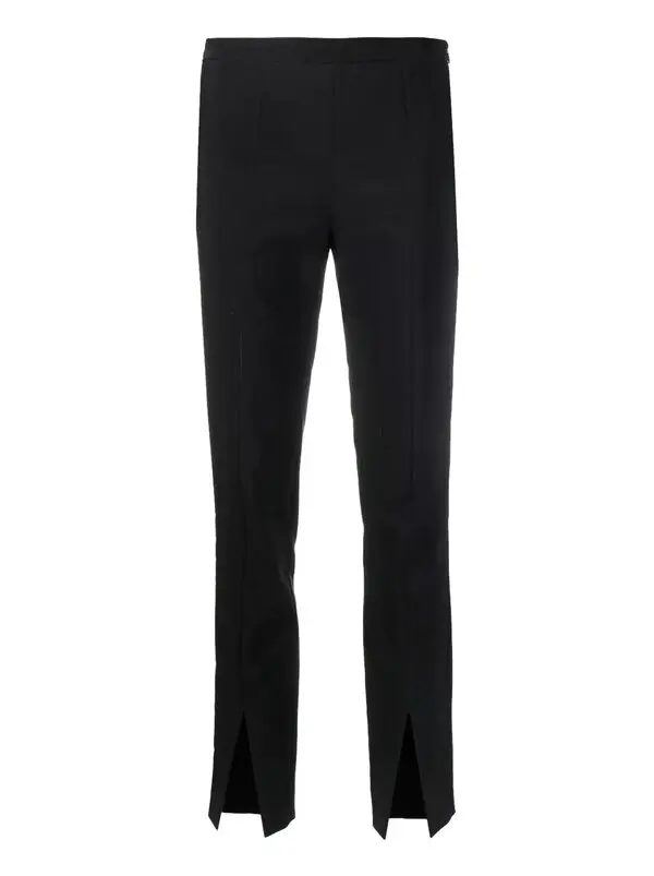 GENNY Front-slit Cropped Trousers - Black
