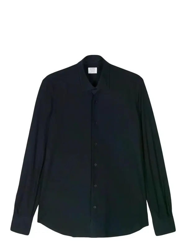 MAZZARELLI Tonal Stitching Cotton Shirt - Blue