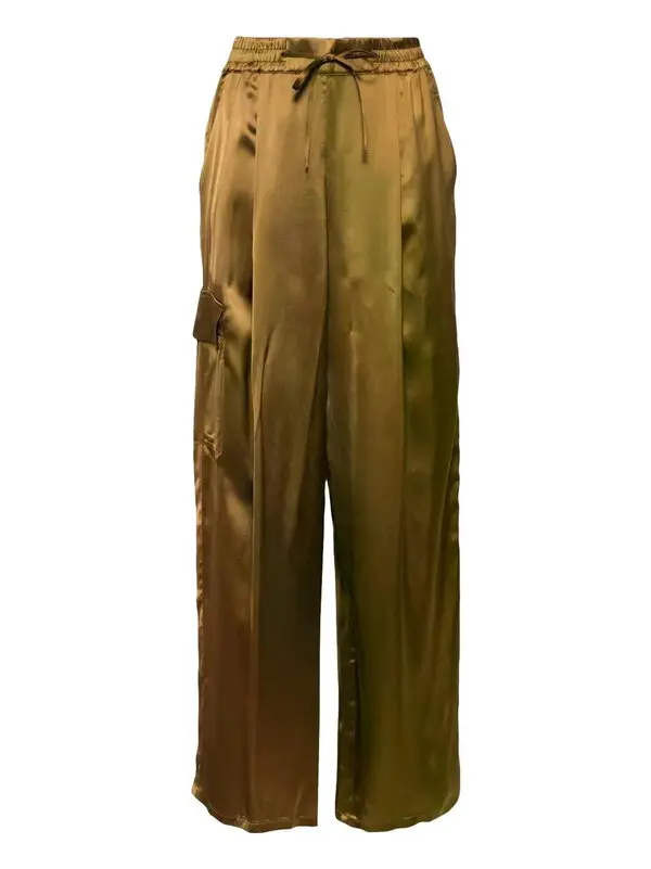 YVES SALOMON Satin Cargo Pants - Brown