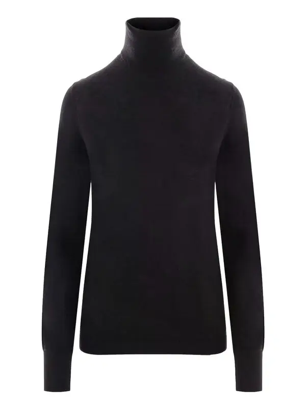ALLUDE Roll Neck Knit T-shirt - Black