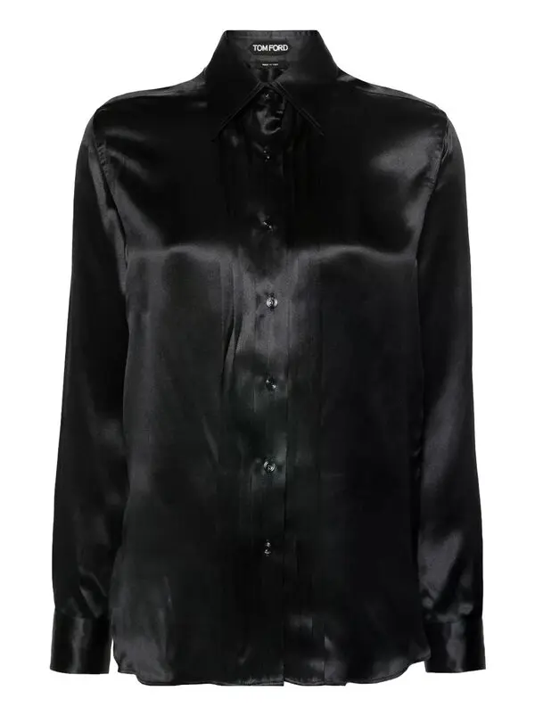 TOM FORD Silk Shirt With Pintuck Detailing - Black