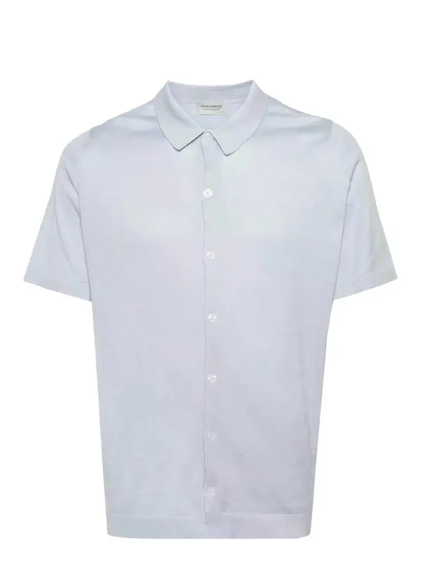 John Smedley Fine-knit Short-sleeved Shirt - Blue