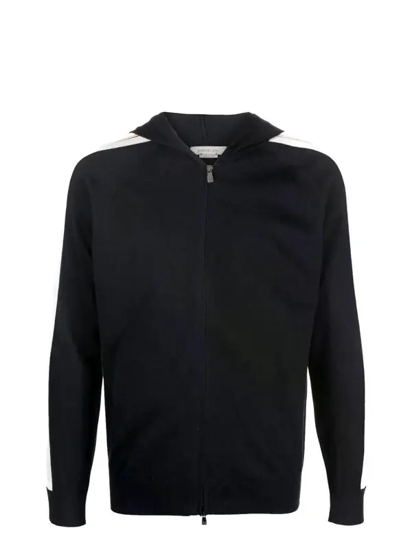 Corneliani Striped-sleeve Zip-up Hoodie - Blue