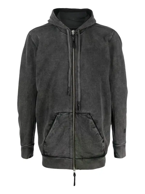 Boris Bidjan Saberi Faded Long-sleeved Cotton Hoodie - Grey
