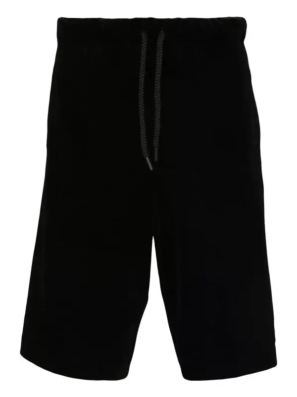 Versace Logo-patch Velvet Shorts - Black