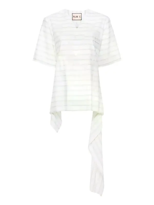 Plan C Striped Poplin Shirt - Green
