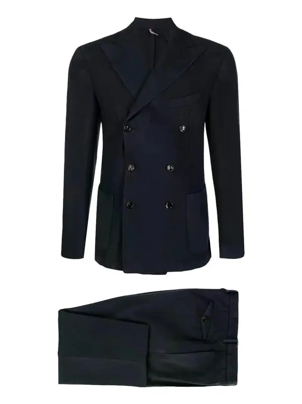 DELL'OGLIO Double-breasted Wool Suit - Blue