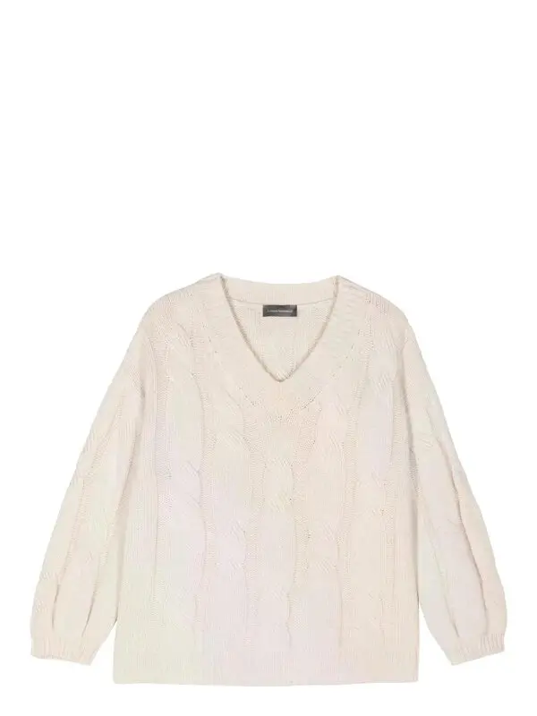 Lorena Antoniazzi Cable-knit Virgin Wool-cashmere Blend Sweater - Neutrals