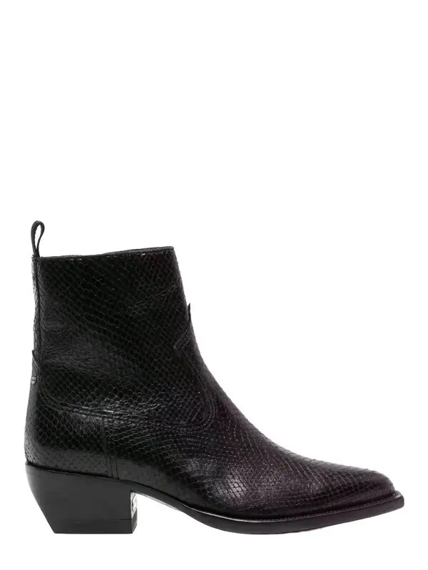 GOLDEN GOOSE Snakeskin-effect Leather Ankle Boots - Black