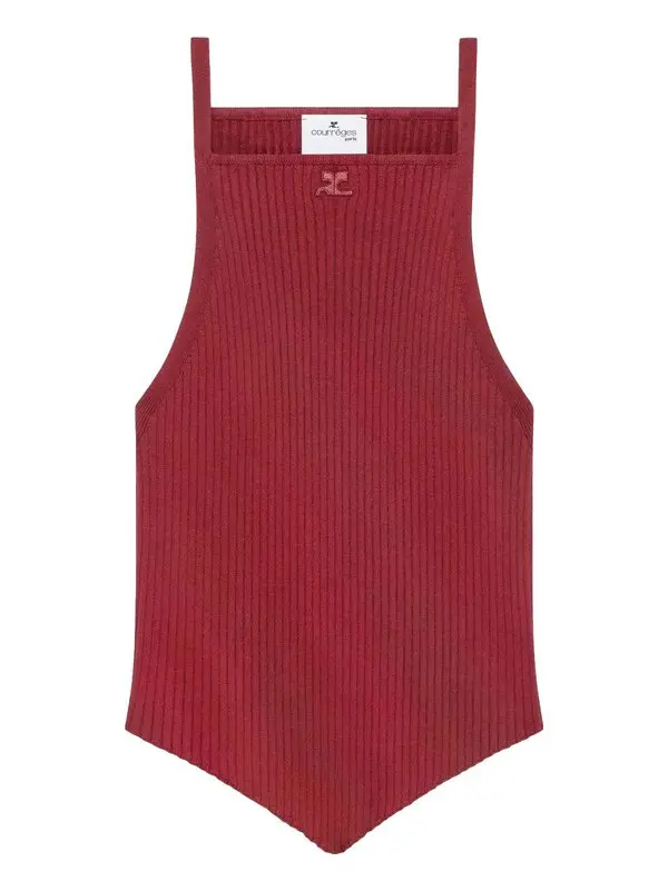 COURREGES Pointy Rib-knit Tank Top - Red