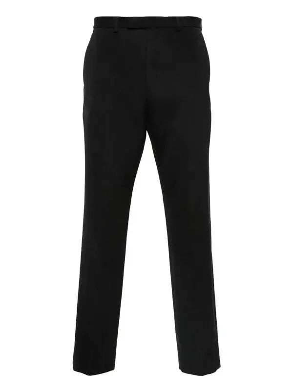 Gucci Logo-embroidered Wool Trousers - Grey