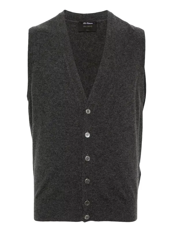 DELL'OGLIO Cashmere V-neck Vest - Grey