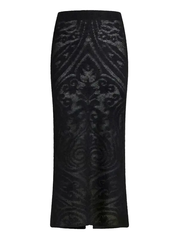 Etro Knitted Jacquard Midi Skirt - Black
