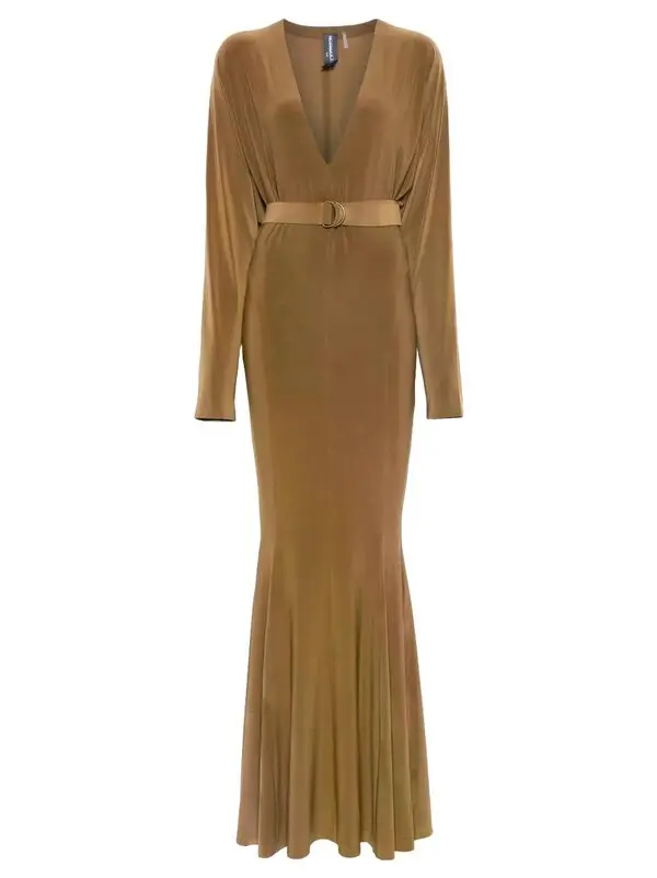 Norma Kamali V-neck Fishtail Gown - Brown