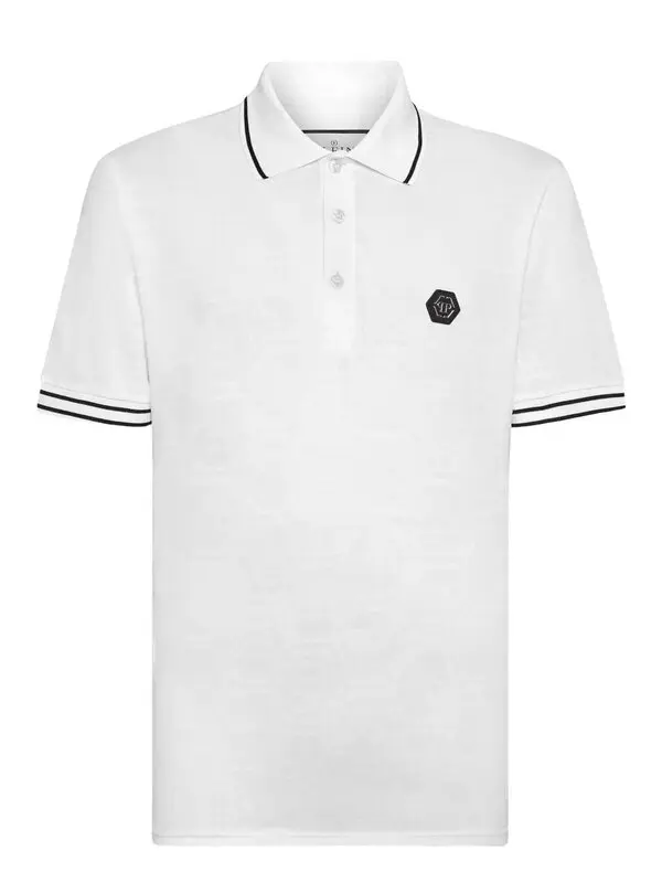 Philipp Plein Logo-appliqué Cotton Polo Shirt - White
