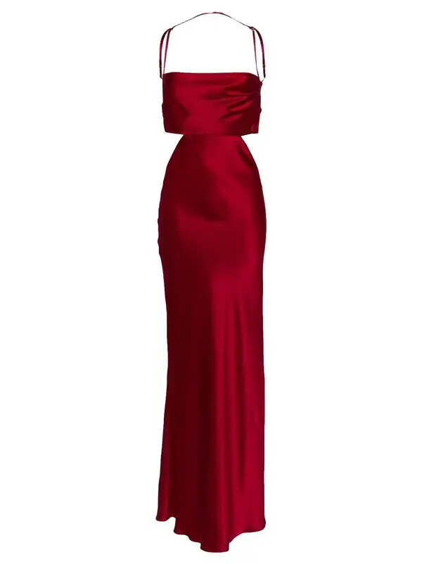 Michelle Mason Plunge Back Silk Dress - Red