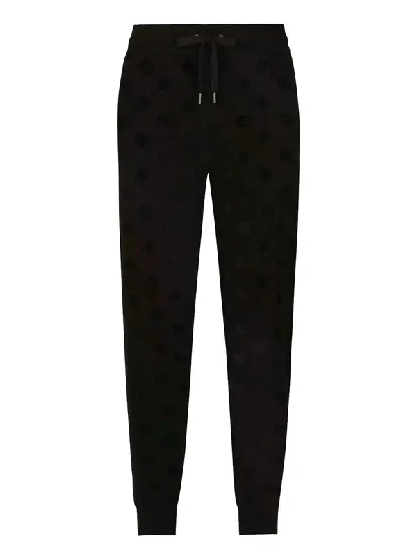 Dolce & Gabbana Monogram-embossed Cotton Track Pants - Black