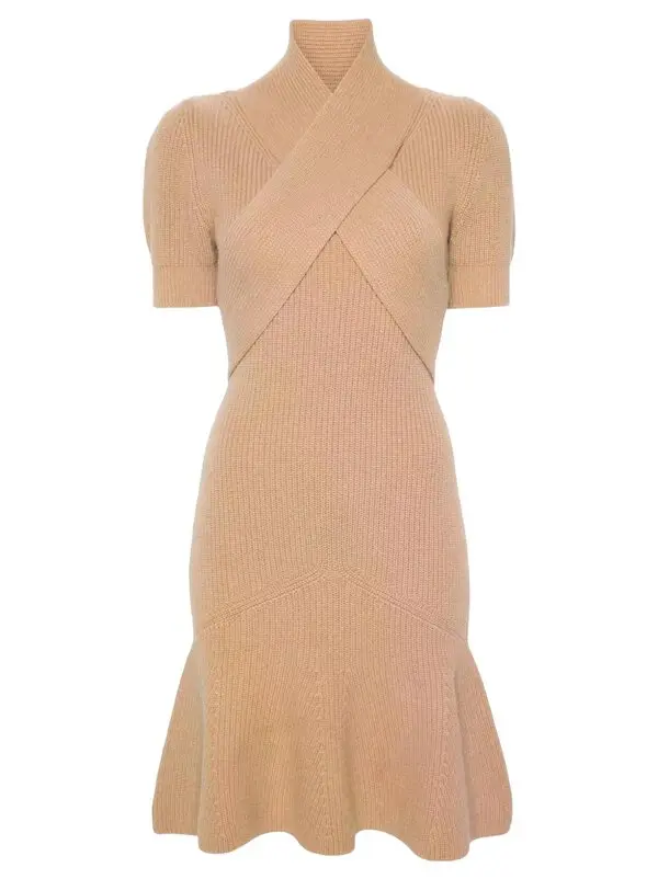 PATOU Wrap-front Mini Dress - Neutrals