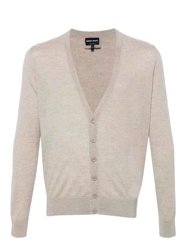 Giorgio Armani V-neck Wool Cardigan - Neutrals