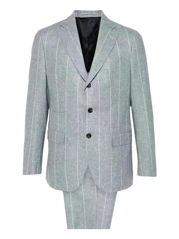 Eleventy Striped Suit - Grey