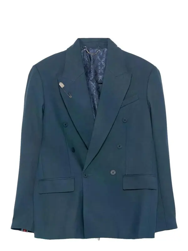 CHARLES JEFFREY Edinburgh Double-breasted Blazer - Blue