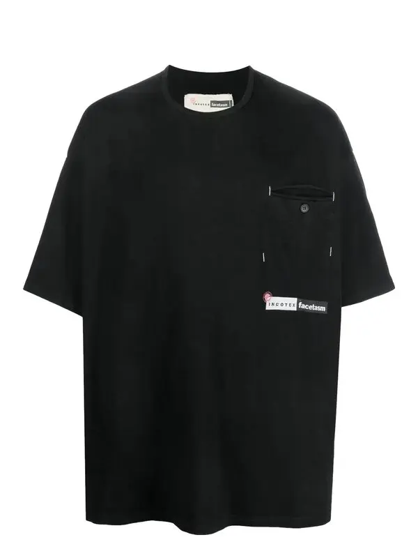 INCOTEX RED X FACETASM Logo-patch Short-sleeved T-shirt - Black