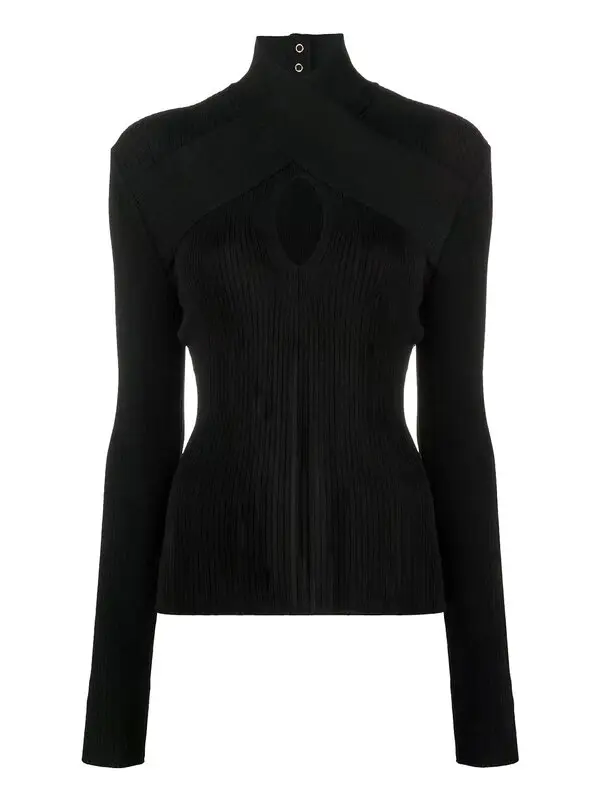 MSGM High-neck Knitted Top - Black