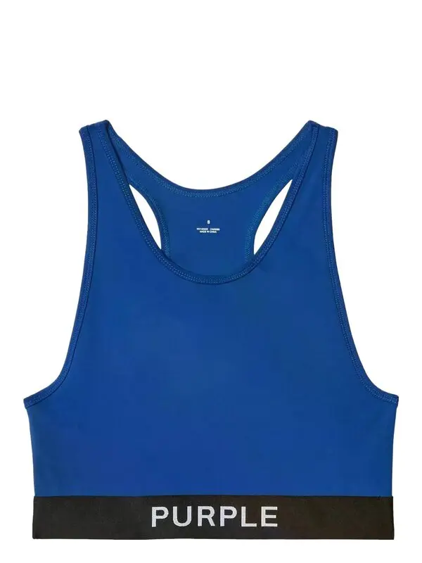 PURPLE BRAND Logo-print Cropped Top - Blue