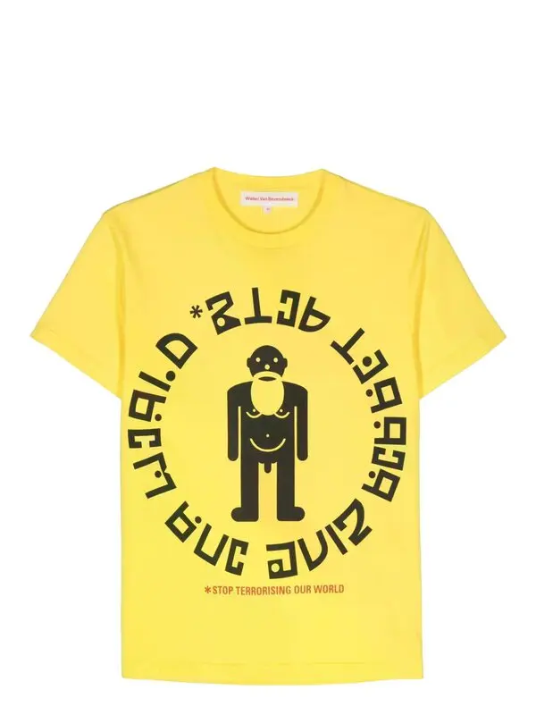 WALTER VAN BEIRENDONCK Logo Print Cotton T-shirt - Yellow