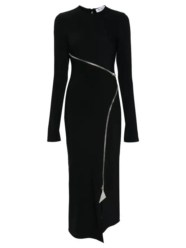 Attico Zip-detail Midi Dress - Black