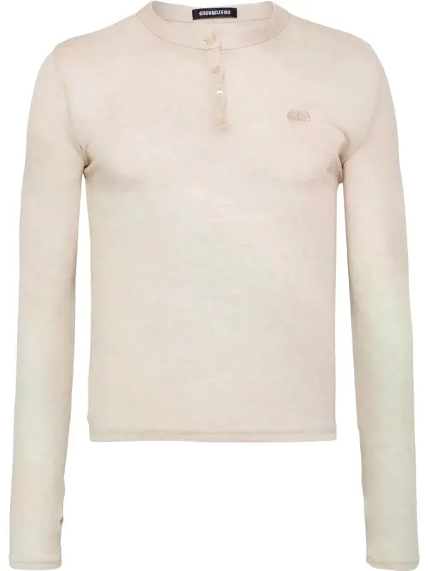 GROUND ZERO Logo-embroidered T-shirt - Neutrals