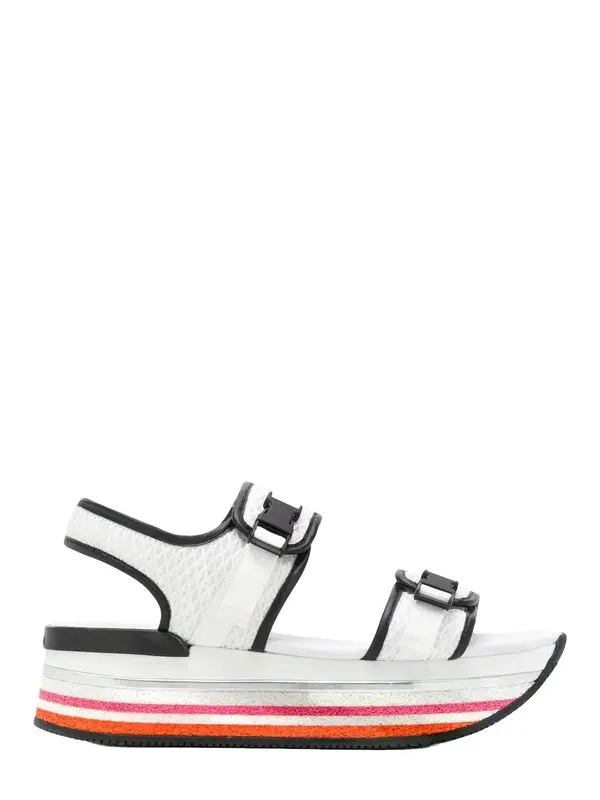 Hogan Platform Mesh Sandals With Buckle Fastening - White