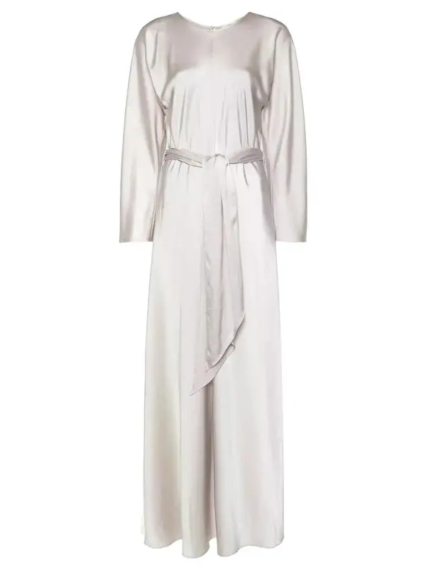 FORTE_FORTE Belted Satin Maxi Dress - Neutrals
