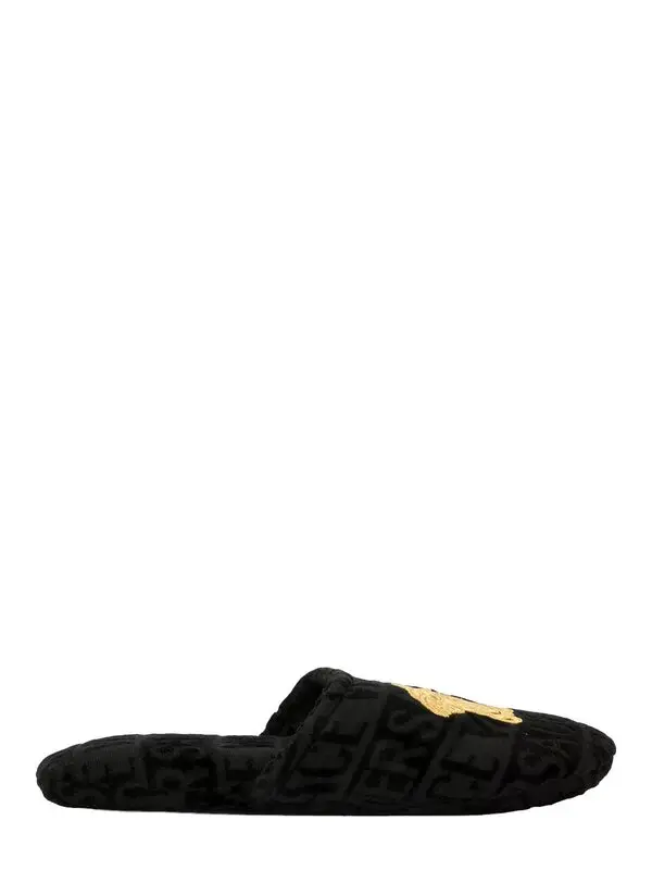 Versace Medusa Terricloth Slippers - Black