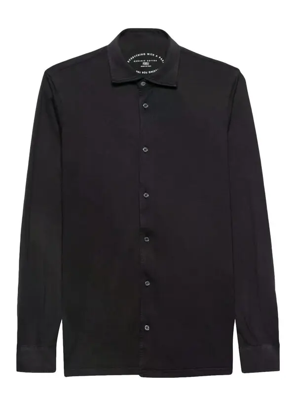 Fedeli Plain Organic-cotton Shirt - Grey