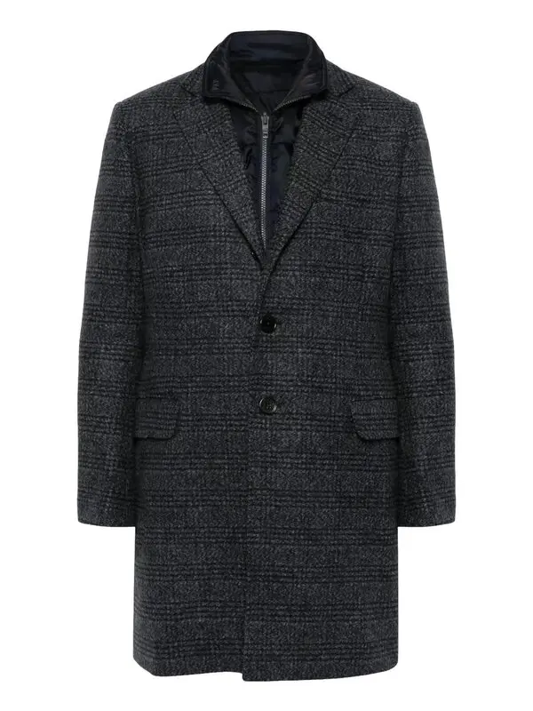 FAY Tartan-check Double Coat - Blue