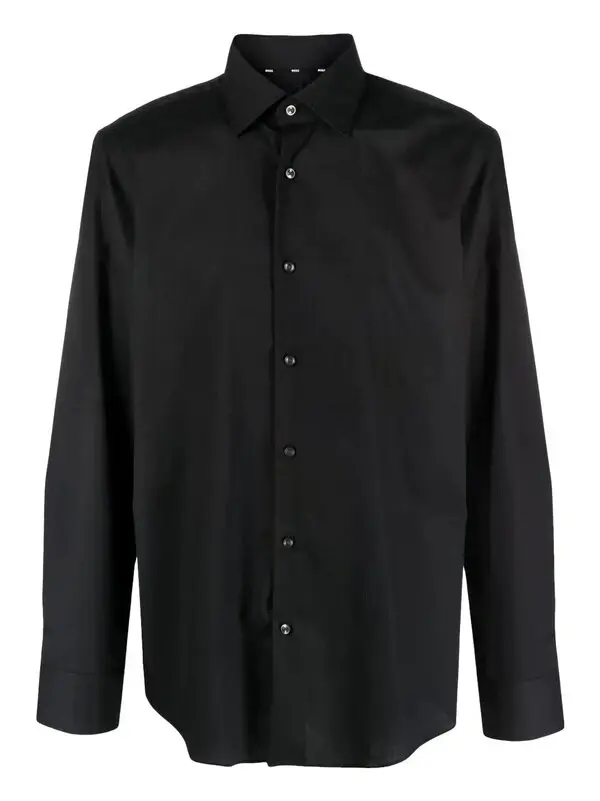 BOSS Classic-collar Poplin Shirt - Black