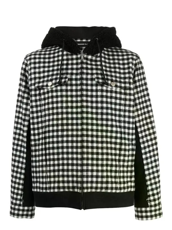Undercover Check-pattern Hooded Jacket - Black
