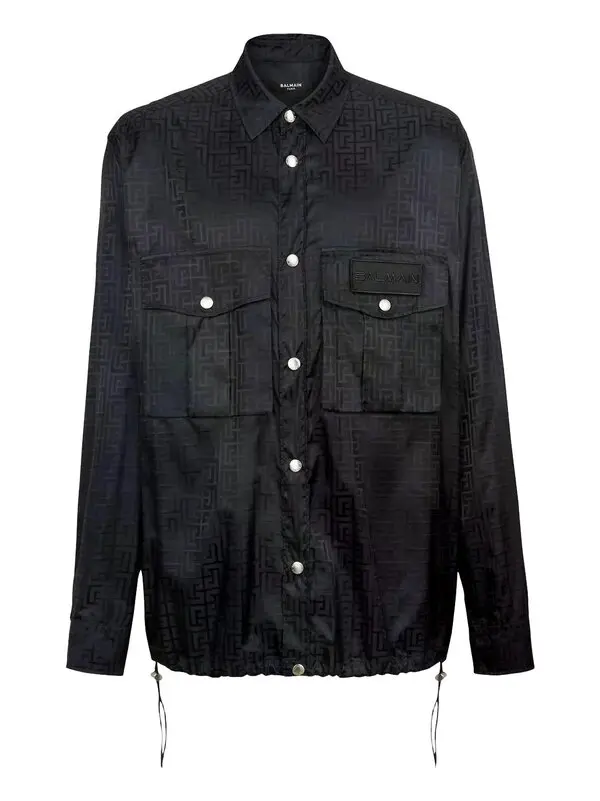 Balmain Monogram Button-up Over Shirt - Black